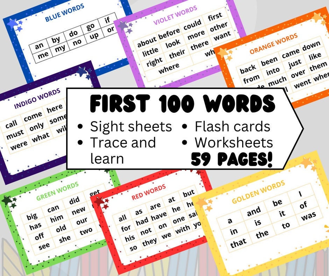 Printable Sight Words, First 100 Words, Magic 100 Words, High Frequency ...