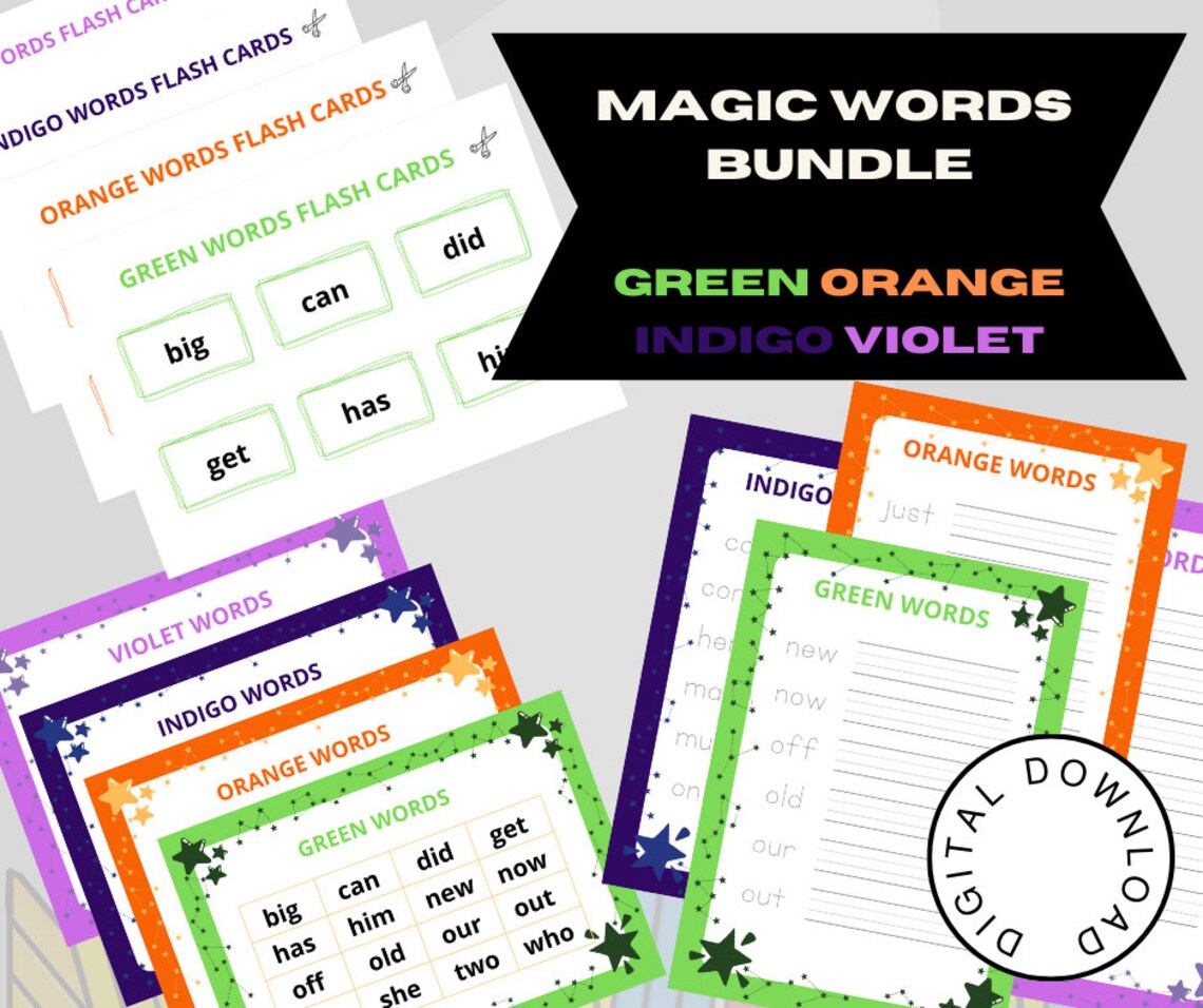High Frequency Printable Sight Words Worksheets Magic 100 Words Green ...