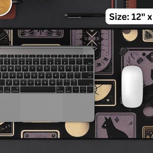 Cat Desk Mat, Witchcraft Deskmat, Celestial Mouse Pad, Witchy Black Cat ...