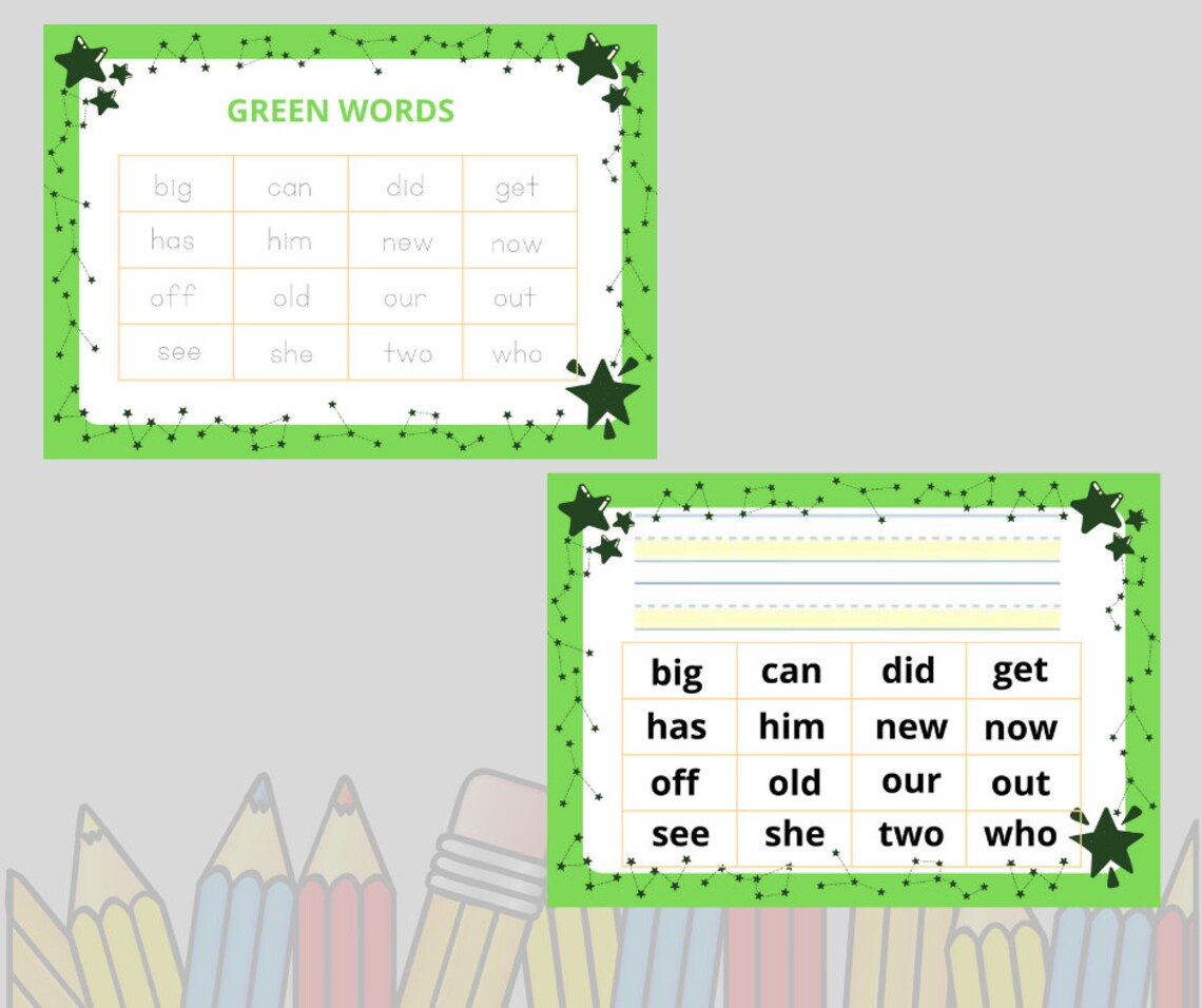 High Frequency Printable Sight Words Worksheets Magic 100 Words Green ...