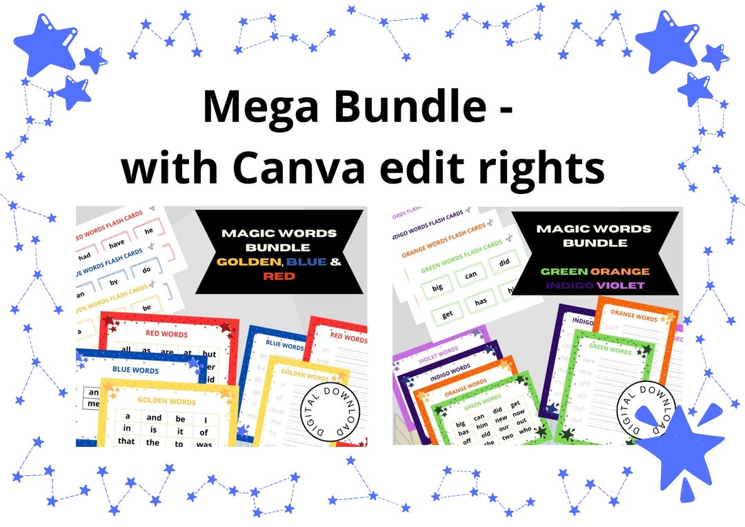Magic 100 Words M100W Mega Bundle Canva Edit Printable Sight Words High ...