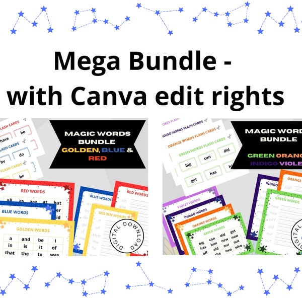 Sight words printable worksheets magic 100 words m100w mega bundle ...