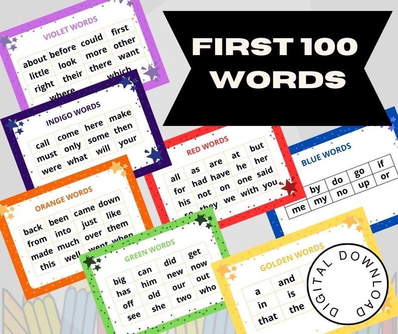 Sight Words Printable Kindergarten Flashcards for Kids Bundle High ...