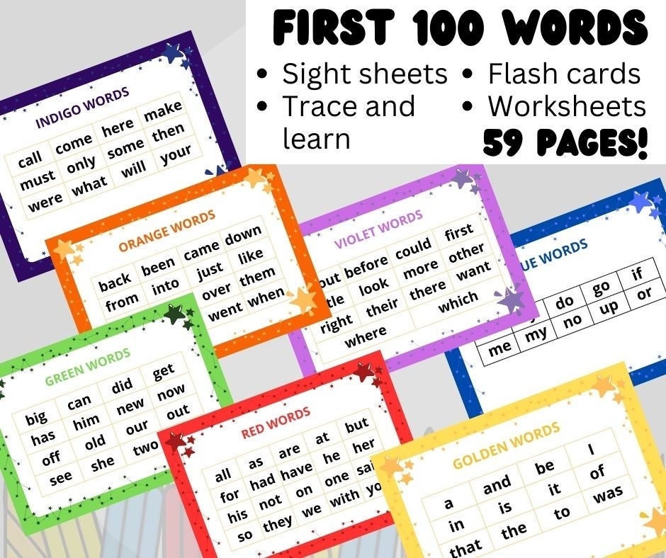 Printable Sight Words, First 100 Words, Magic 100 Words, High Frequency ...