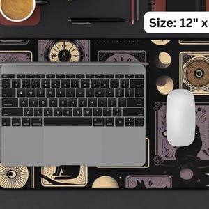 Cat Desk Mat, Witchcraft Deskmat, Celestial Mouse Pad, Witchy Black Cat ...