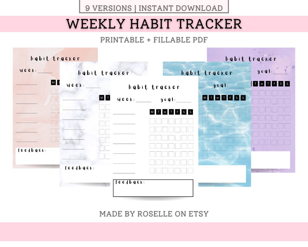 Weekly Habit Tracker Printable, Habit Tracker Template, Routine Tracker ...