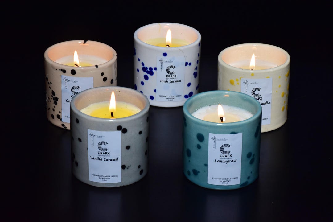 Royal Luxury Fancy Dots Ceramic Jar Scented Candle With 100% Natural ...