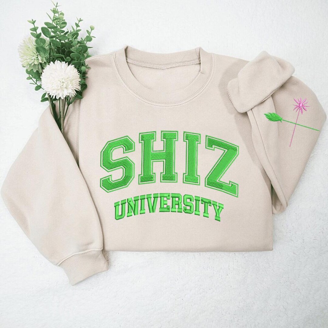 Shiz University Wicked Glitter Embroidered Sweatshirt Hoodie, Elphaba ...