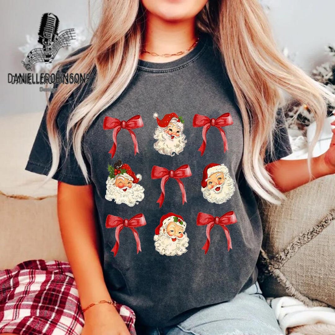 Christmas Santa Clause Christmas Coquette Bow Shirt, Vintage Santa ...