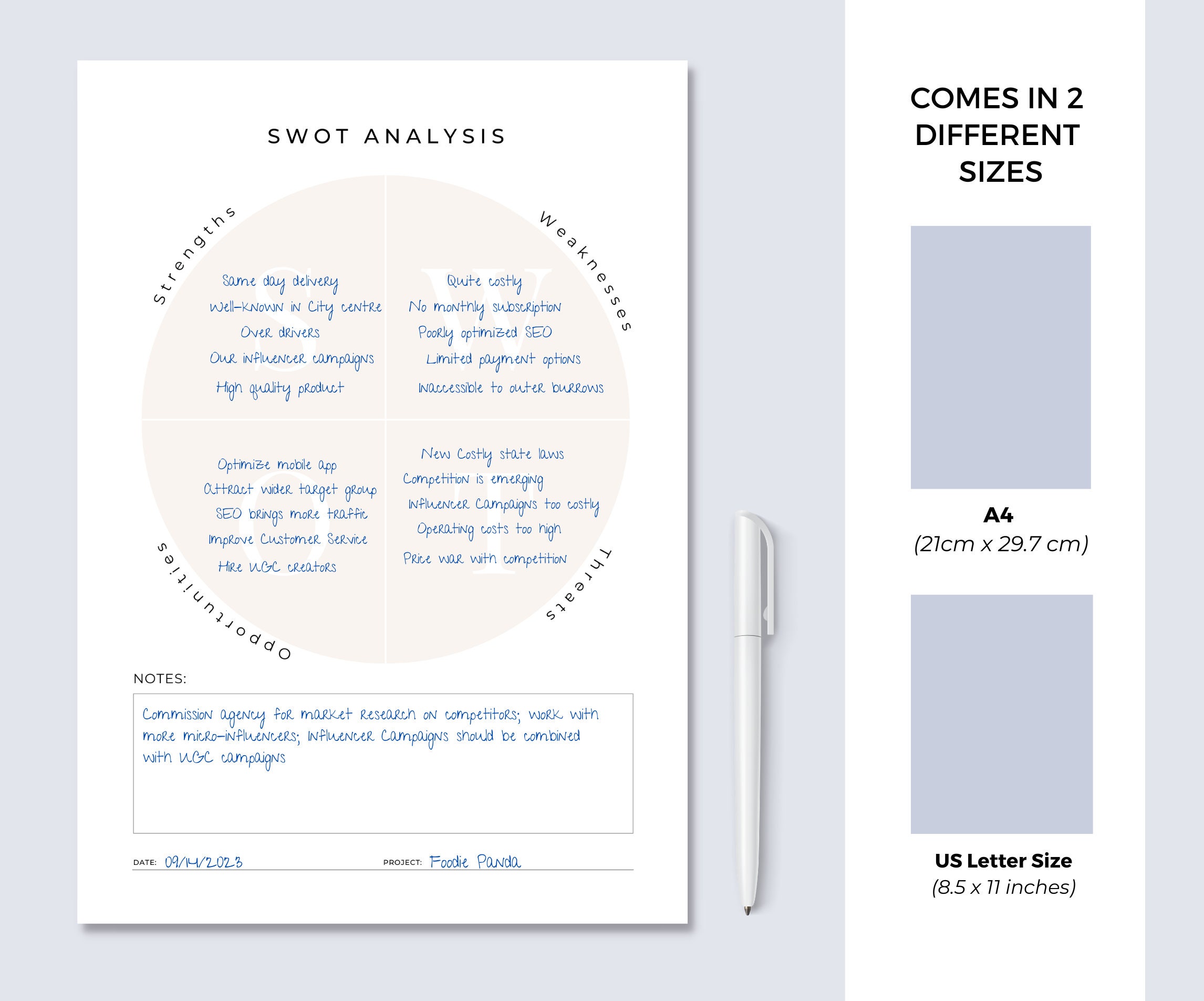 SWOT Analysis Printable, Business Planner SWOT Analysis, SWOT Template ...