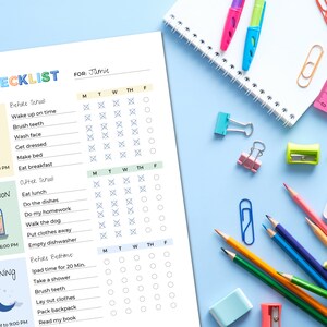 Daily Checklist for Kids 5 Day Daily School Checklist - Etsy