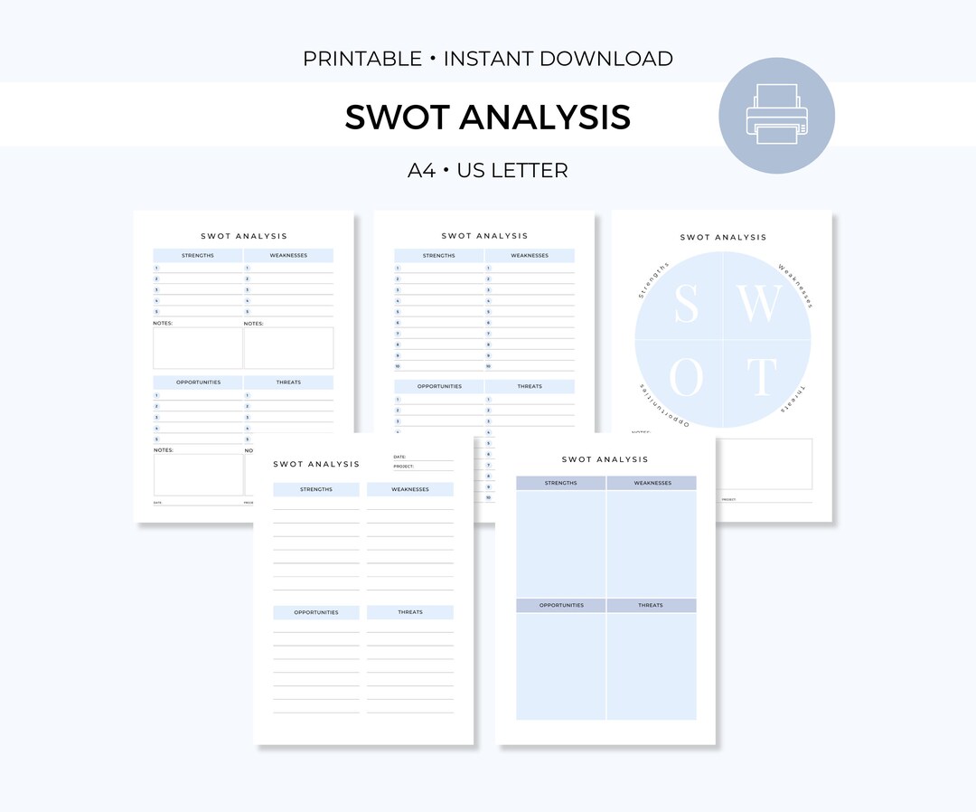 SWOT Analysis Printable, SWOT Template, Printable SWOT Analysis ...