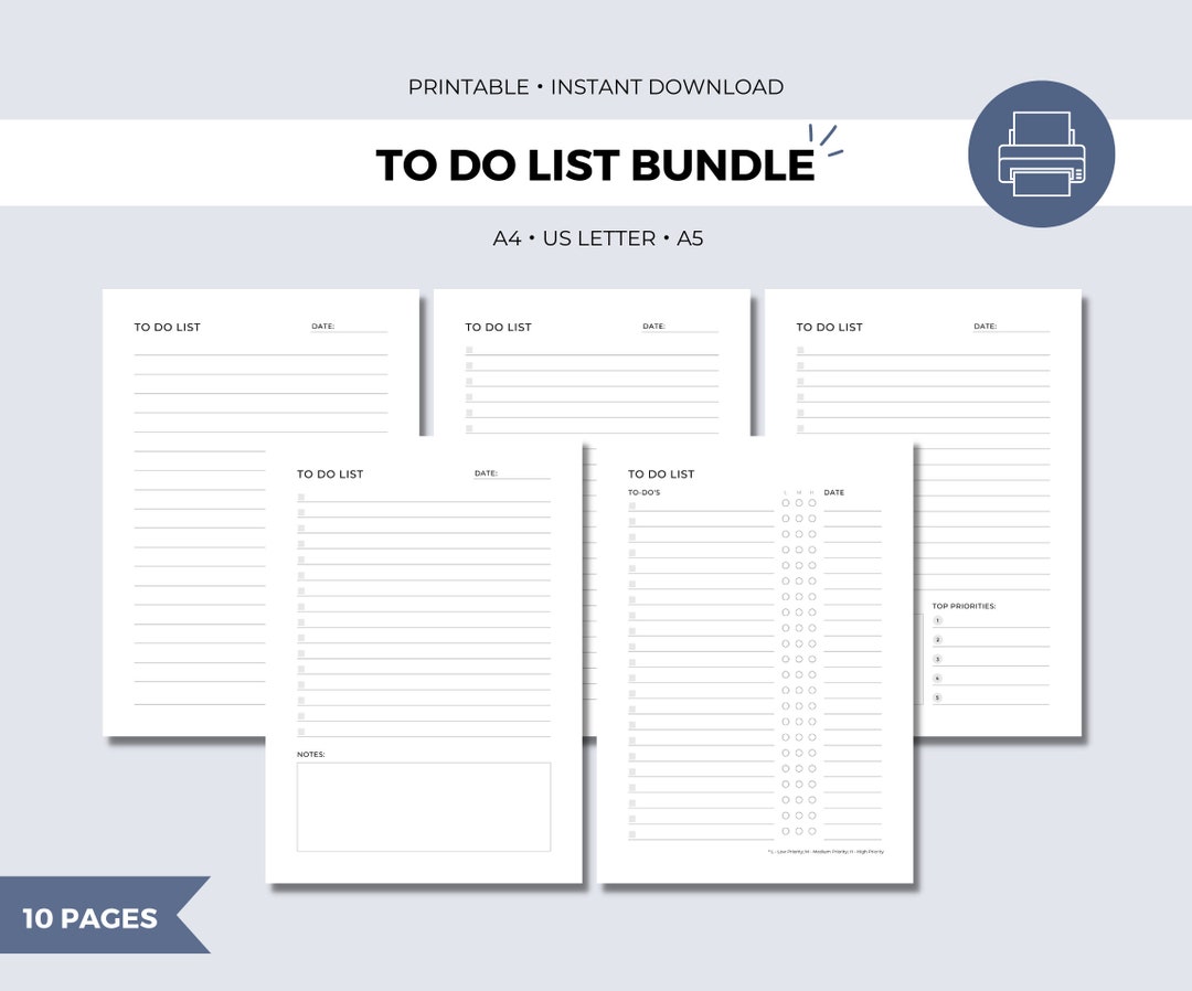 To Do List Bundle to Do List Pages Daily to Do List - Etsy