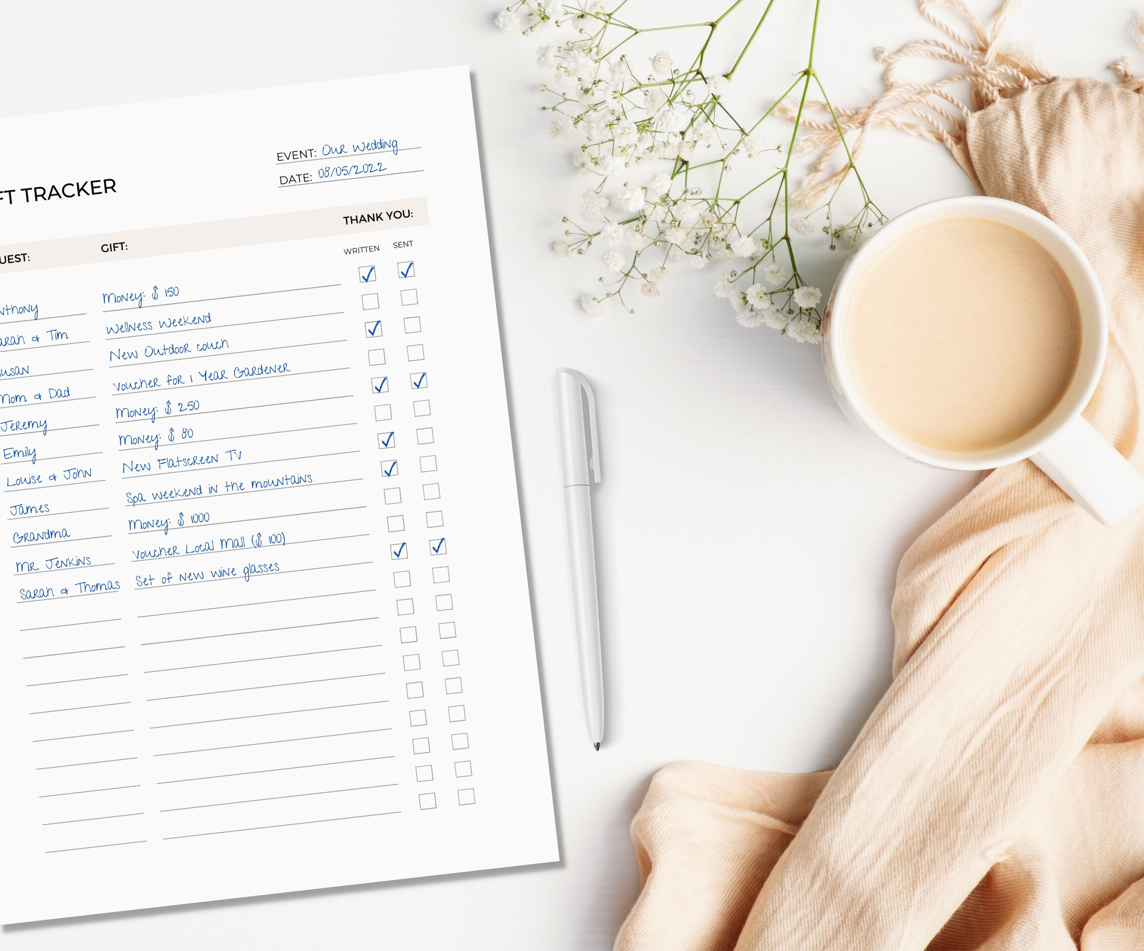 Gift Tracker Printable Gift Tracker Gift Log Wedding Gift - Etsy