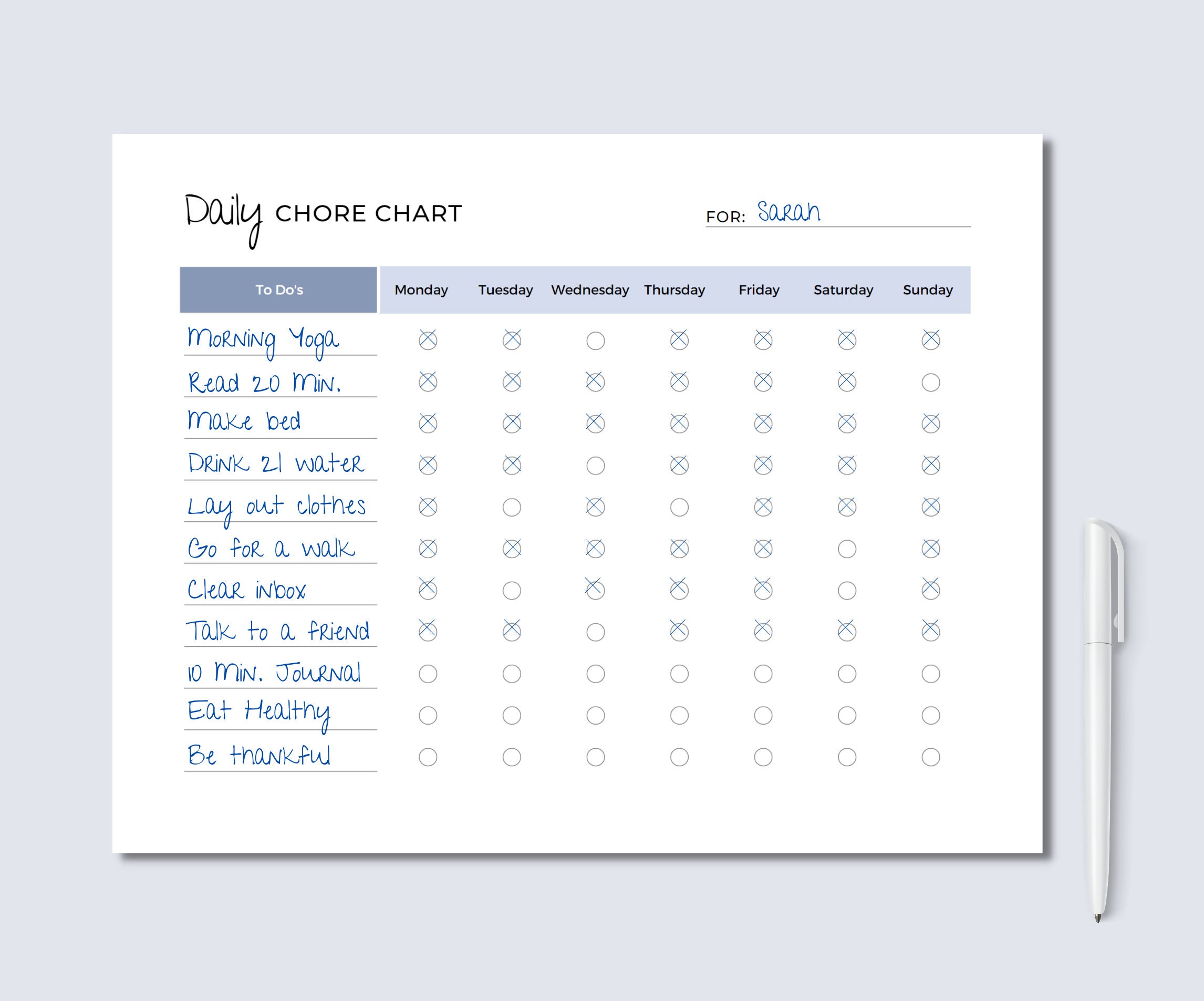 Daily Chore Chart Printable, Chore Chart Printable, Weekly Chore Chart ...