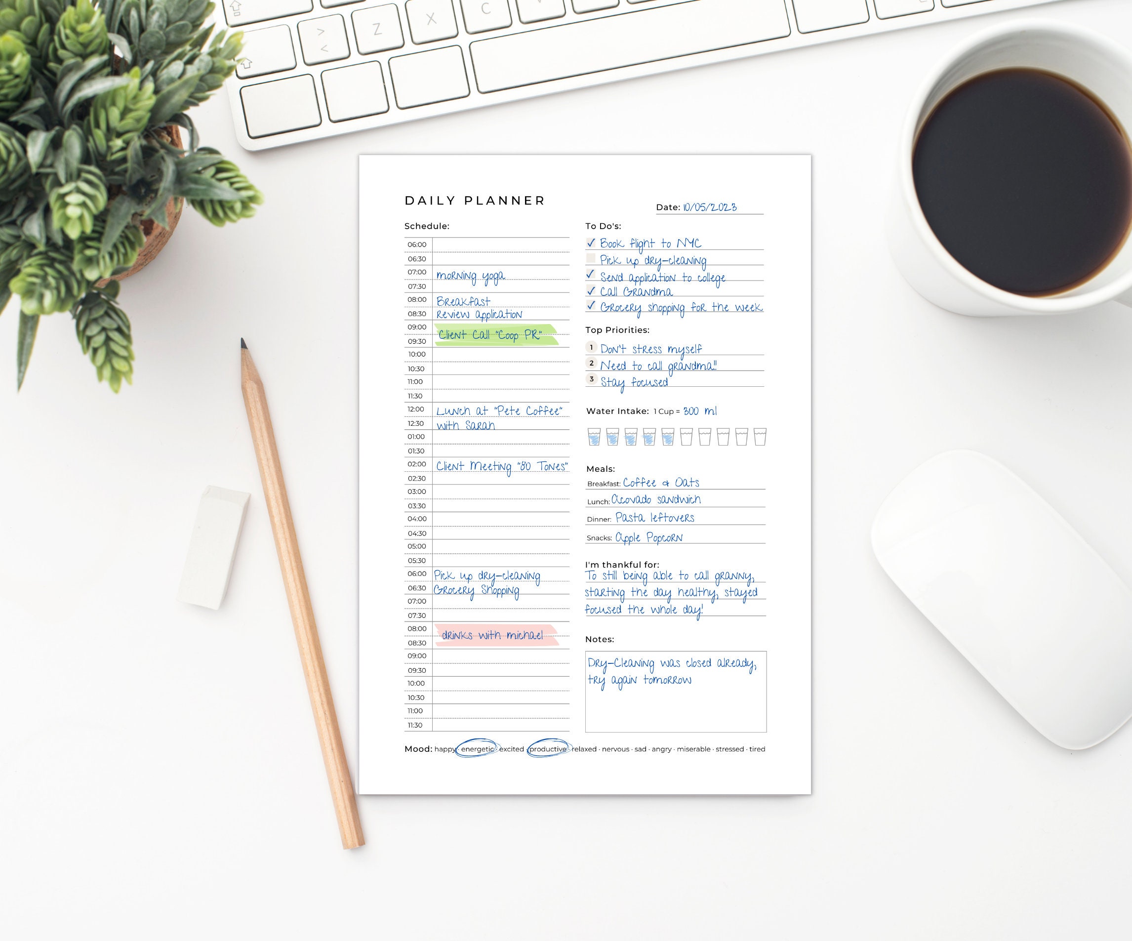 Undated Daily Planner Printable Daily Planner Day Planner - Etsy