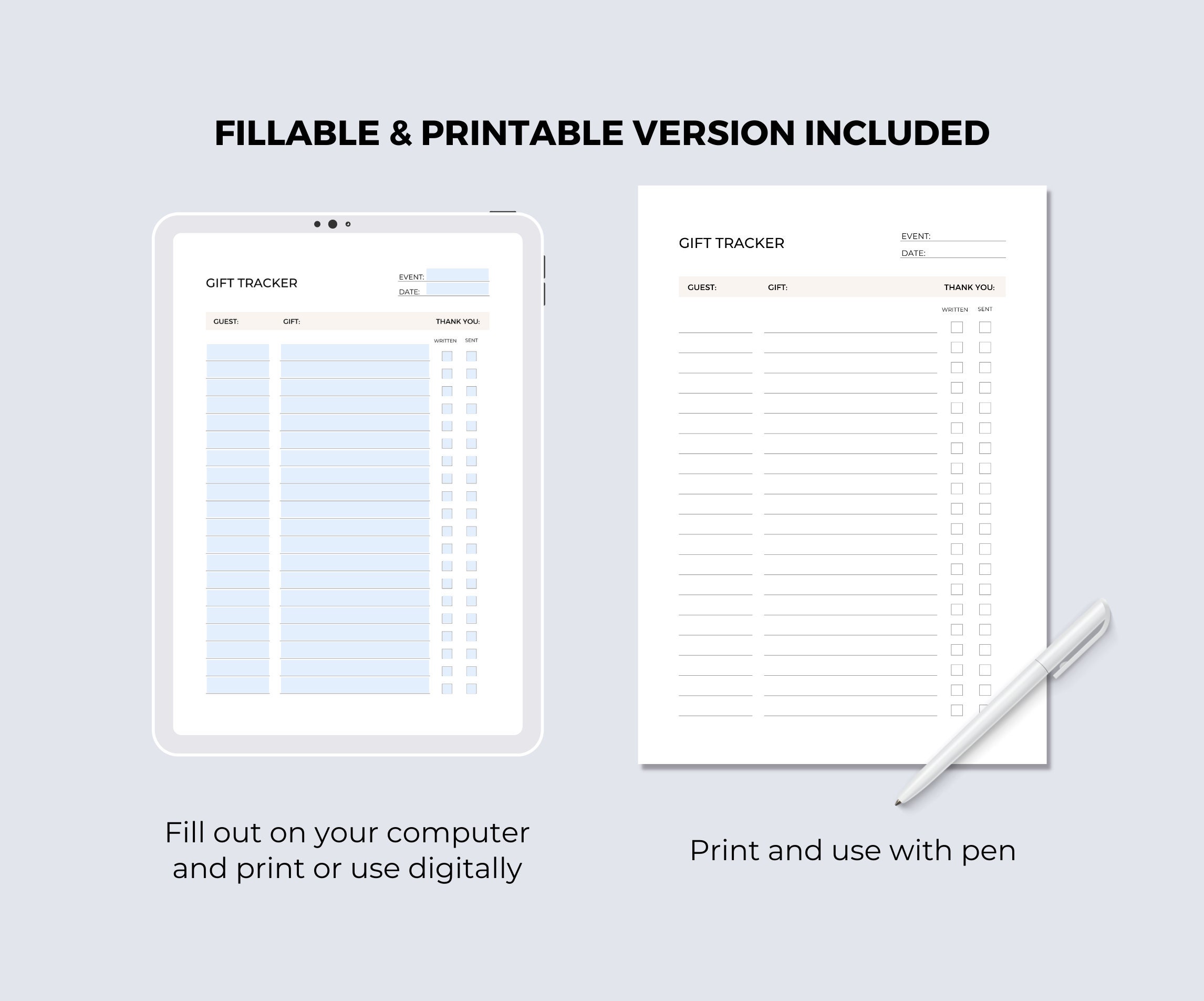 Gift Tracker Printable Gift Tracker Gift Log Wedding Gift - Etsy
