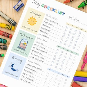 Daily Checklist for Kids 5 Day Daily School Checklist - Etsy