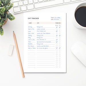 Gift Tracker Printable Gift Tracker Gift Log Wedding Gift - Etsy