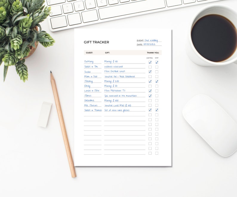 Gift Tracker Printable Gift Tracker Gift Log Wedding Gift - Etsy