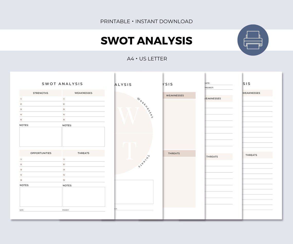 SWOT Analysis Printable Business Planner SWOT Analysis SWOT - Etsy