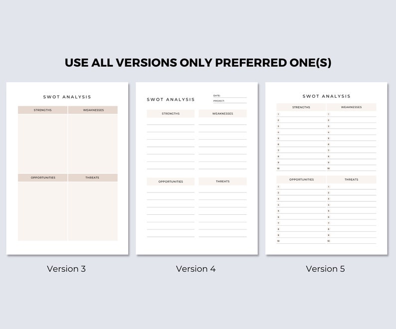SWOT Analysis Printable Business Planner SWOT Analysis SWOT - Etsy