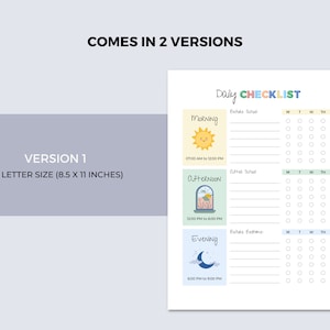 Daily Checklist for Kids 5 Day Daily School Checklist - Etsy