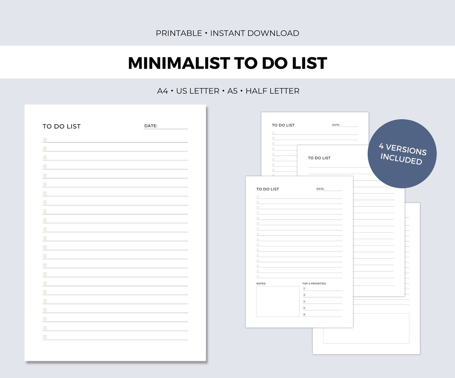 Minimalist to Do List Printable to Do List Simple Daily to - Etsy