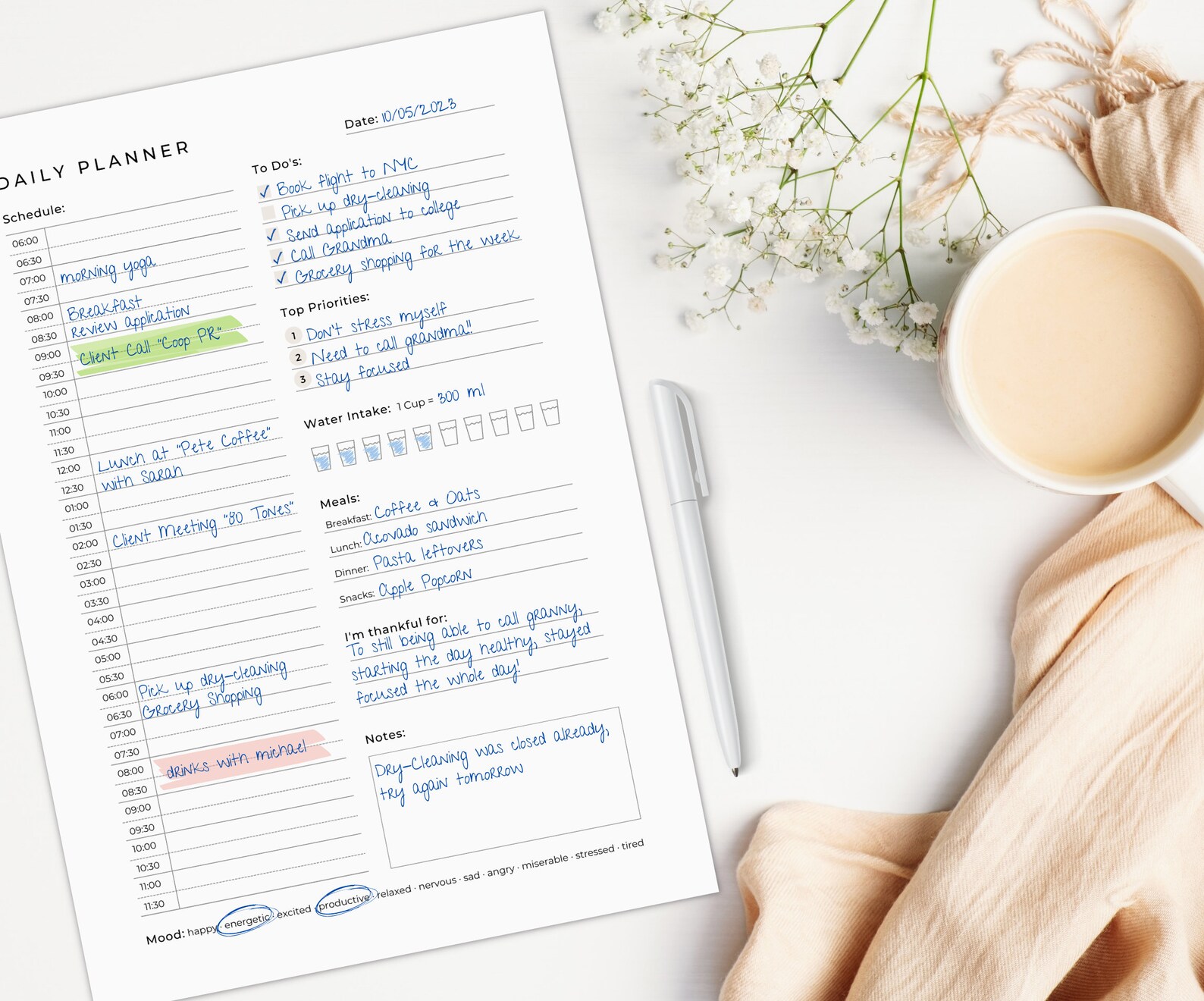 Undated Daily Planner Printable Daily Planner Day Planner - Etsy