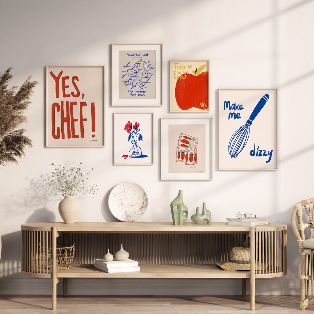 Gallery Wall Set of 6 Poster | Yes Chef Poster | Canvas Poster ...