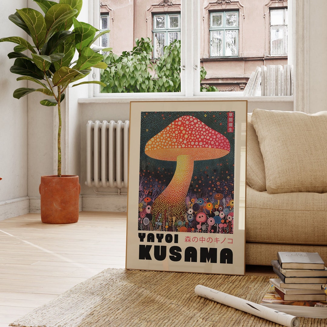 Yayoi Kusama Mushroom Poster Digital Print Japanese Art Pop Art Poster ...