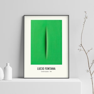 Lucio Fontana Green Abstract Poster for Office - Modern Canvas Wall Art ...