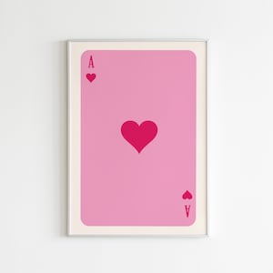 Ace Card Print | Digital Print | Ace of Heart | Digital Download | Pink ...