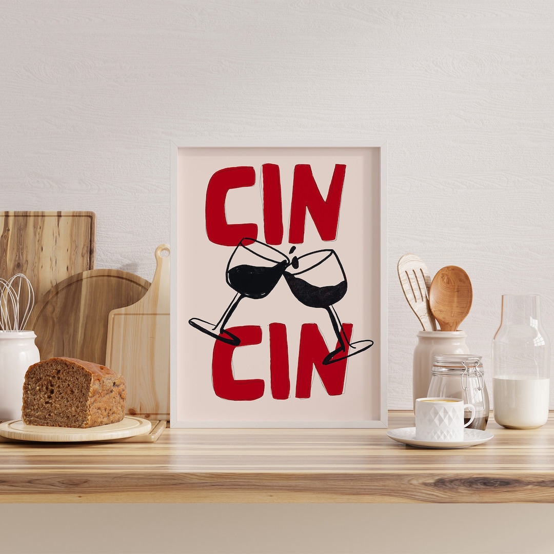 Cin Cin Poster | Canvas Poster | Kitchen Wall Art Poster | Mid-century ...