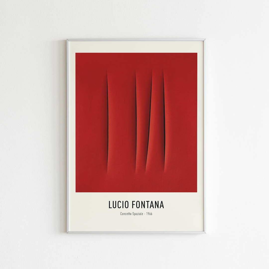 Lucio Fontana Red Abstract Art Print for Home Office - Modernist ...