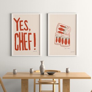 Yes Chef Set of 2 Poster | Canvas Poster | Kitchen Wall Art Poster ...