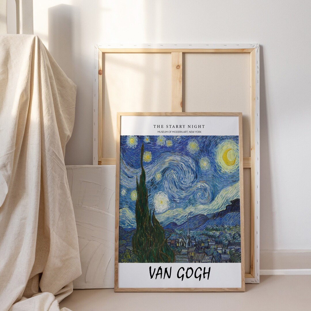 Van Gogh Starry Night Poster for Living Room - Vintage Canvas Wall Art ...
