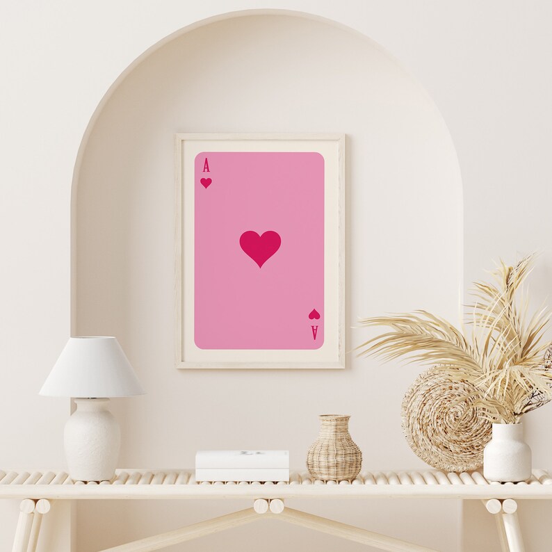 Ace Card Print | Digital Print | Ace of Heart | Digital Download | Pink ...