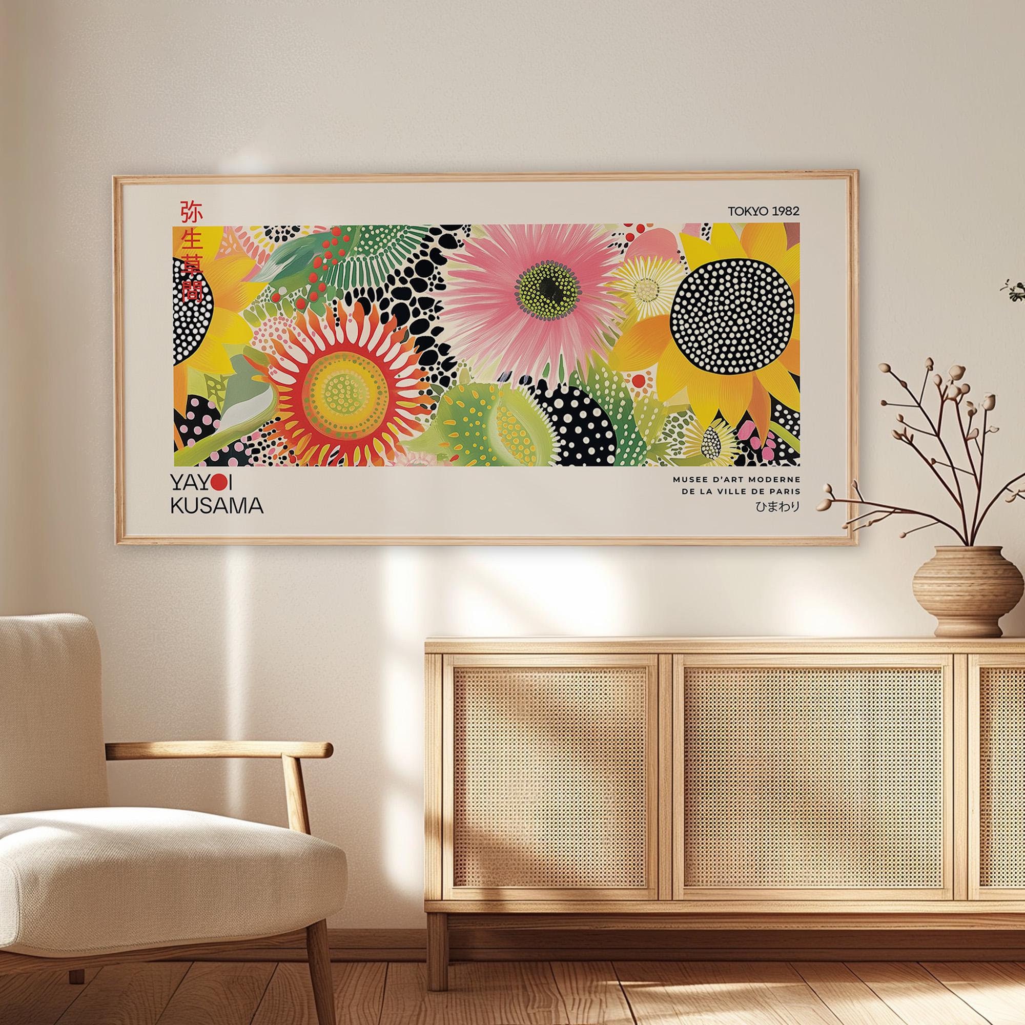 Yayoi Kusama Flowers Exhibition Poster Panoramic Wall Art Modern Home ...