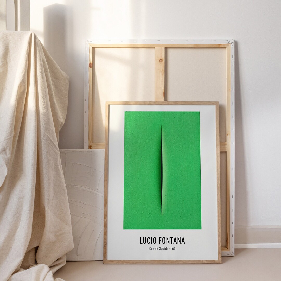 Lucio Fontana Green Abstract Poster for Office - Modern Canvas Wall Art ...