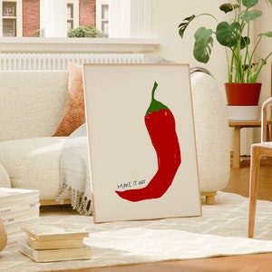 Pepper Poster | Canvas Poster | Kitchen Wall Art Poster | Mid-century ...