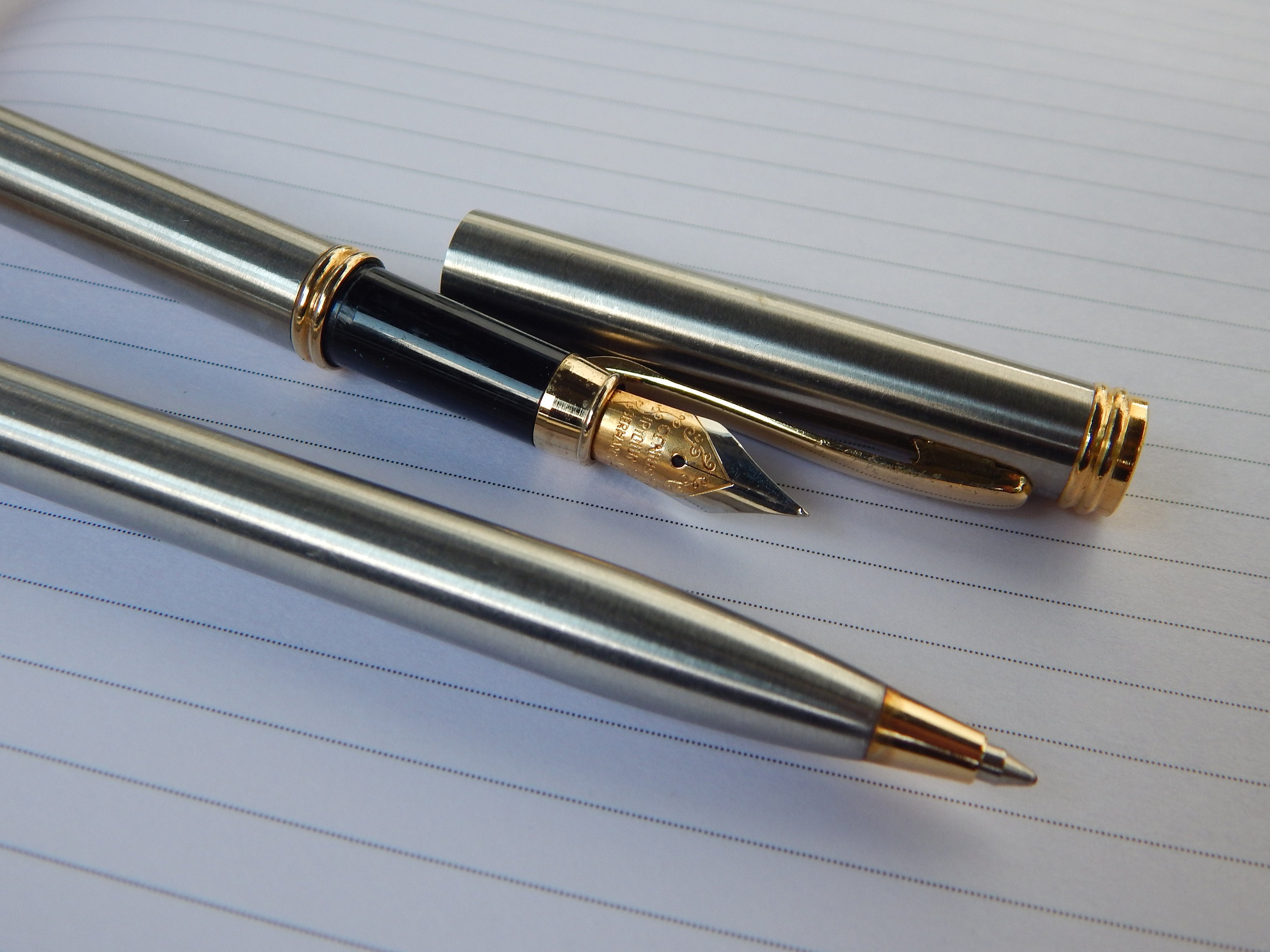 Ball and Fountain Pen Matte Chrome and Iridium Point Germany Nib. - Etsy