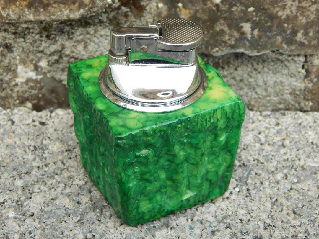 Vintage Green Alabaster Romano Bianchi Vintage Tabletop Gas Lighter ...