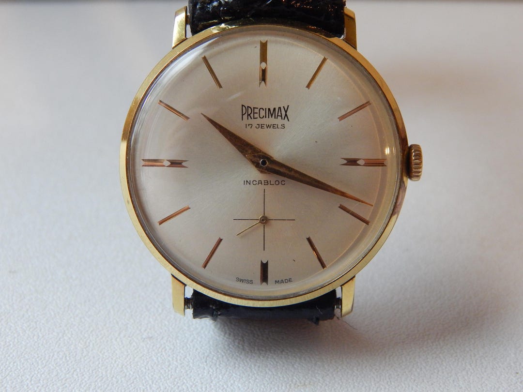 Vintage Swiss Gold-plated 10 Microns Precimax Mechanical Watch Incabloc ...