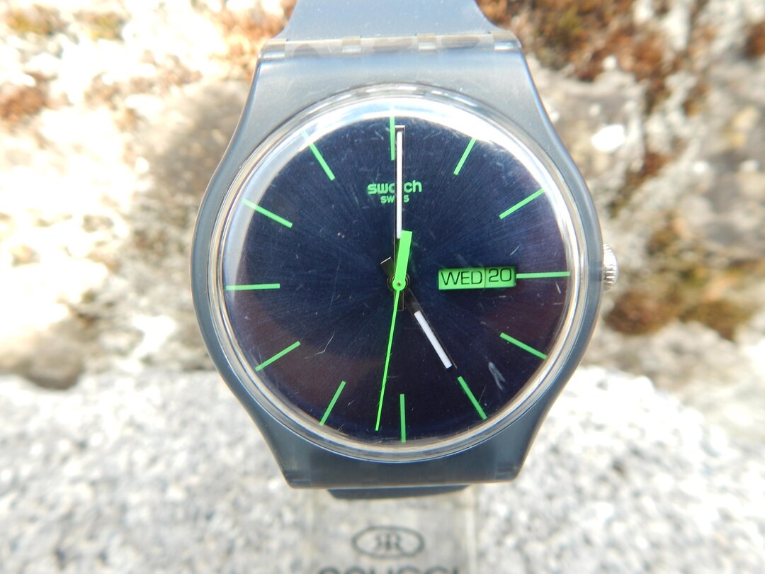 Swatch Blue With Iridescent Neon Green Swiss Rebel V8 SR1130SW Swiss ...