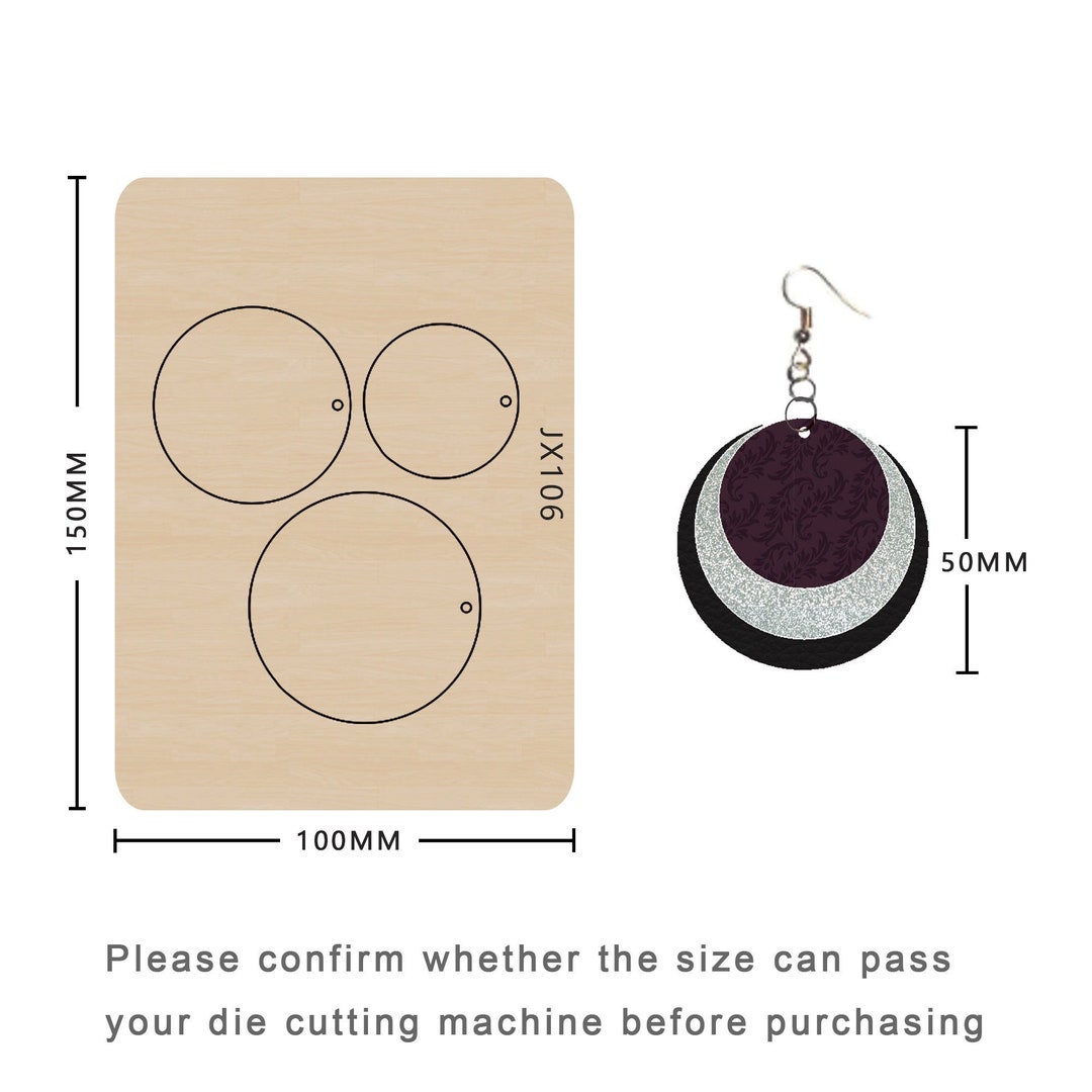 Leather Earring Cut Die, 50mm Triple Layer Round Earrings, Minimalist ...