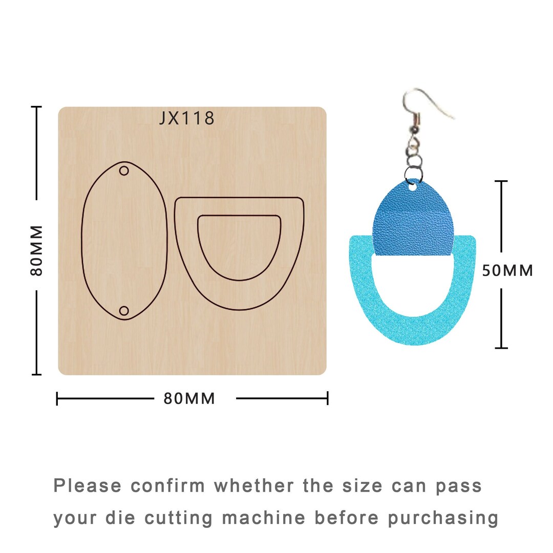 Leather Earring Cut Die, 50mm Half Circle Earrings, Minimalist ...