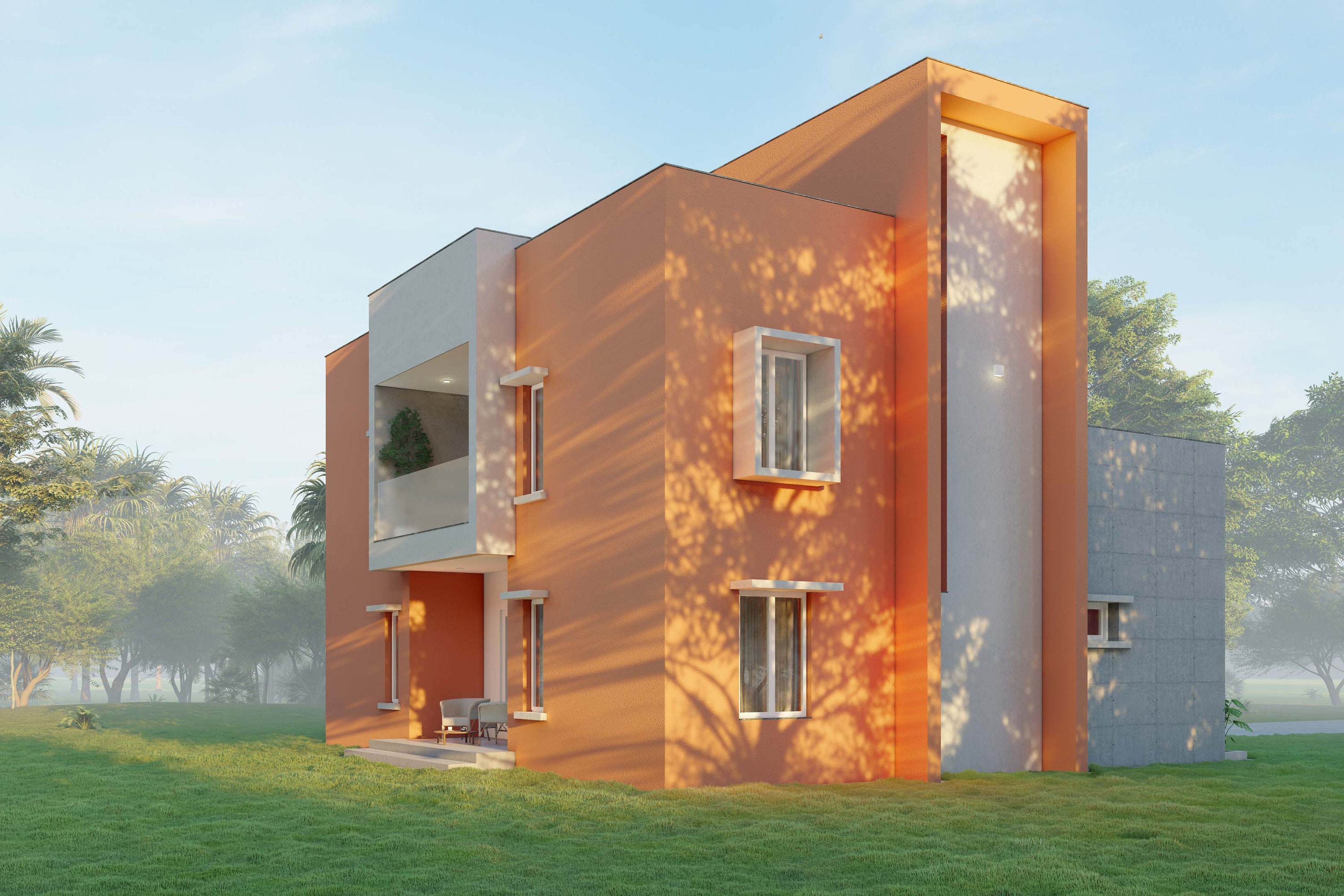 Two Story Modern House With Flat Roof/ 6 Bedrooms, 3 Bathrooms ...