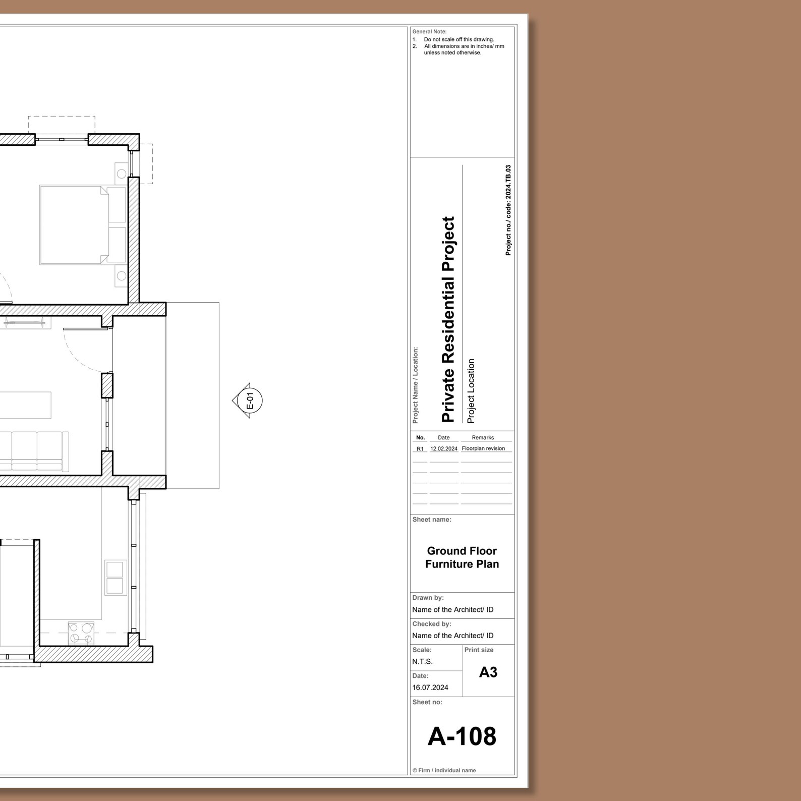 Interior Design & Architecture Autocad Title Block | 6 Paper Sizes ...