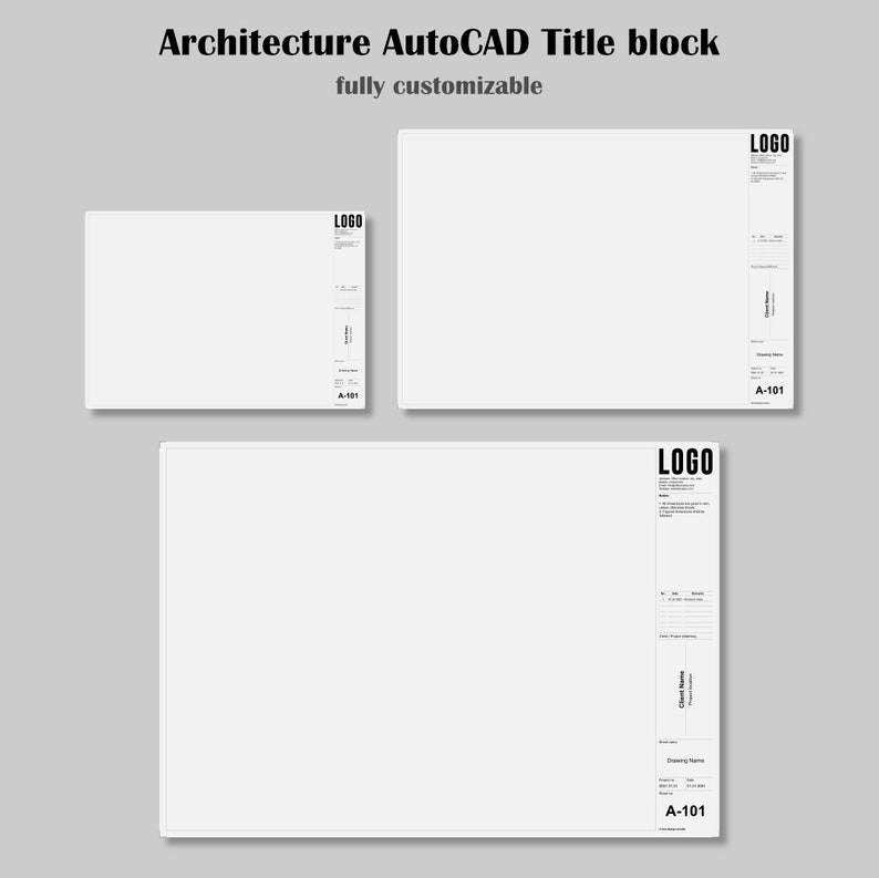 Architect Title Block Template/ Autocad Layout Format/ A4, A3, A2 Sizes - Etsy